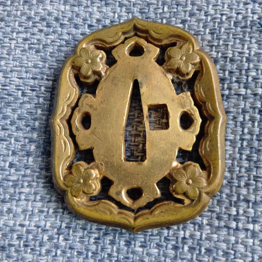 Tsuba (sword Guard) With Cherry Blossom Pattern, Floral Motif, Martial ...