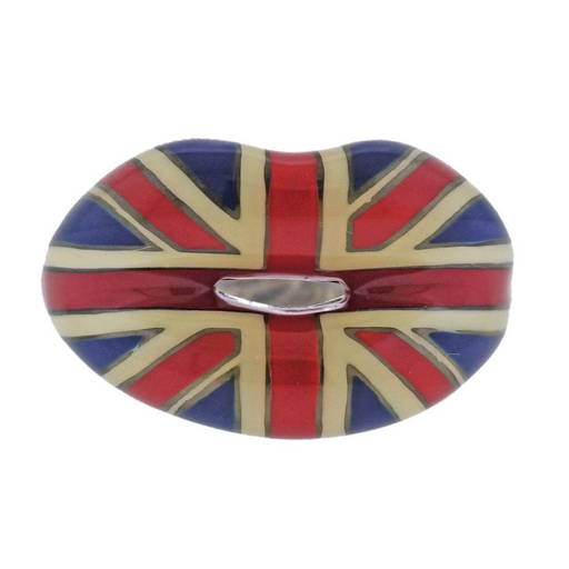 Solange Azagury Partridge Union Jack Enamel Silver Lips