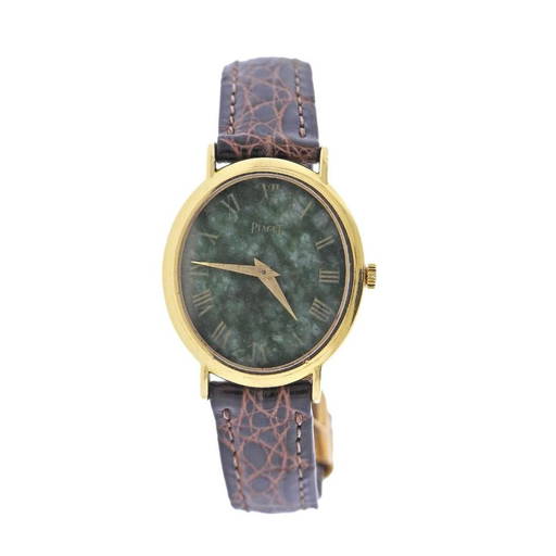 Piaget Jade Dial 18k Gold Manual Wind Watch 9822 (#0309) on Jun 01 ...
