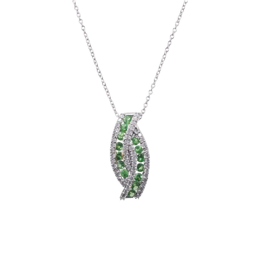 Kallati White Gold Tsavorite Diamond Pendant Necklace Auction