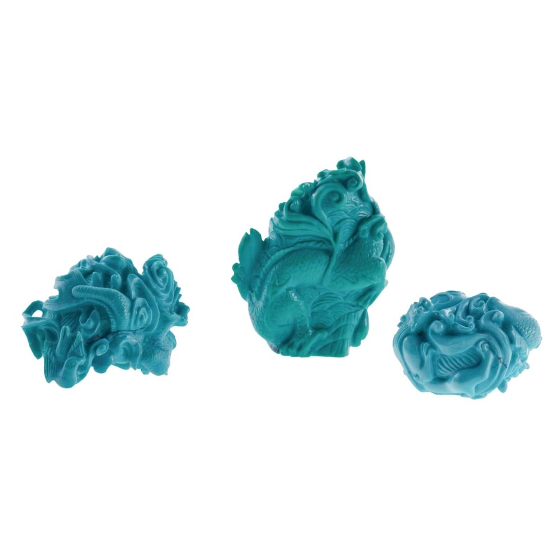 Carved Turquoise Object Lot Of 3 Auction