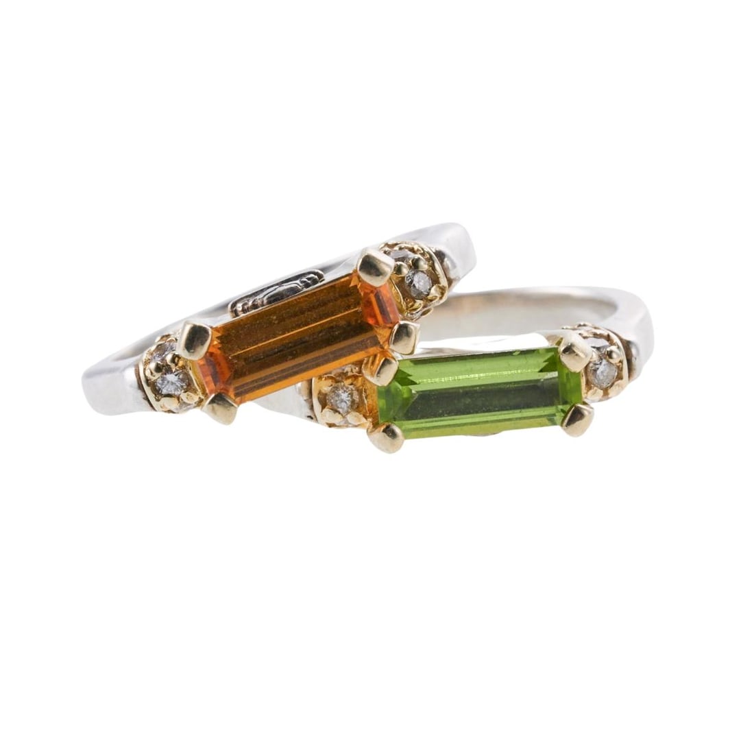 Lagos Caviar Silver Gold Peridot Citrine Diamond Ring Lot Of 2 Auction