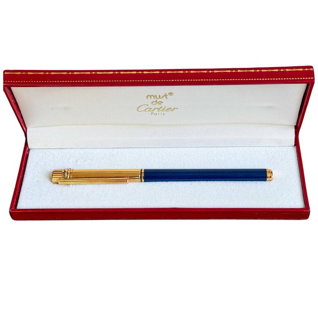 Cartier Trinity Blue Lacquer Gold Plate Fountain Pen Auction