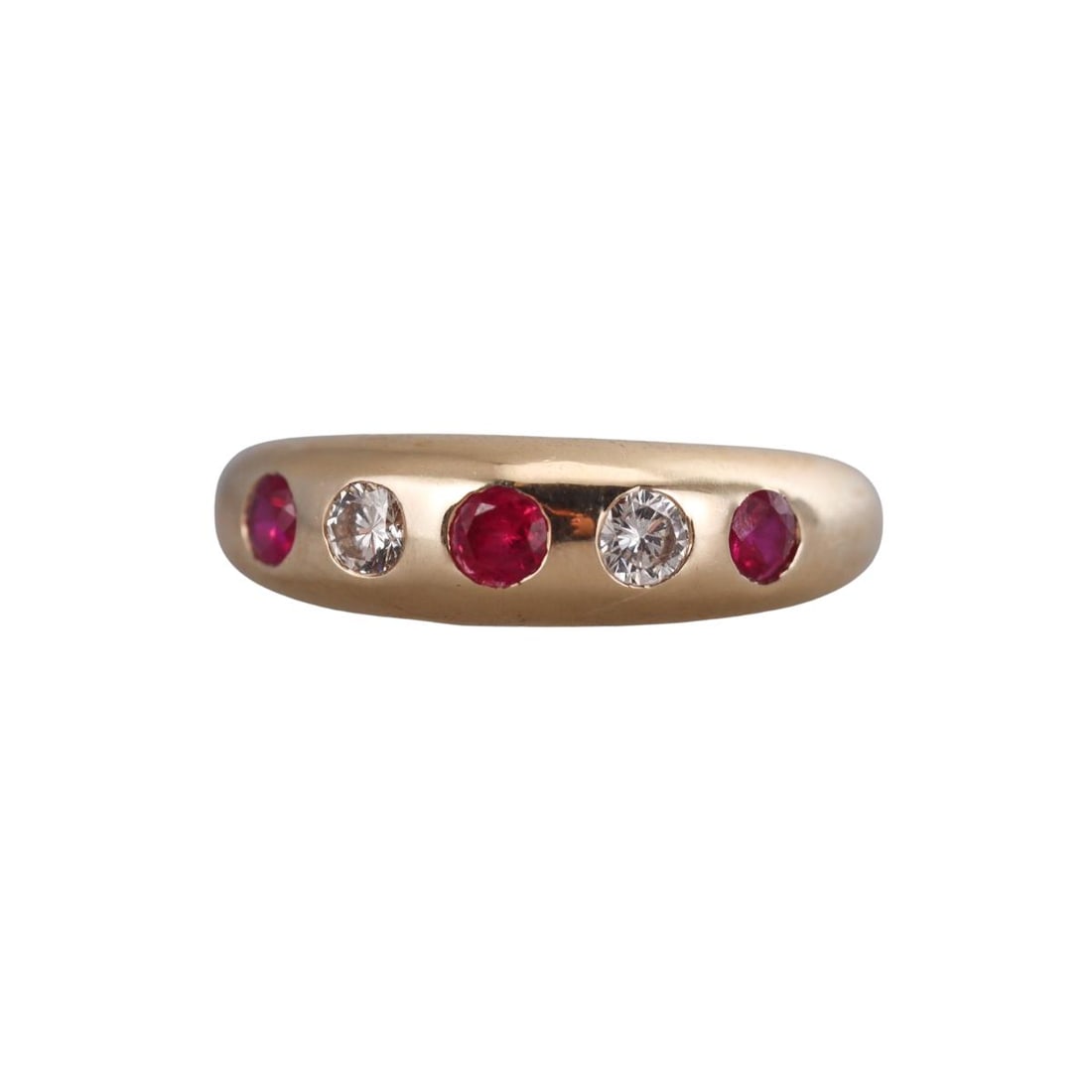 14k Gold Diamond Ruby Gypsy Ring Auction
