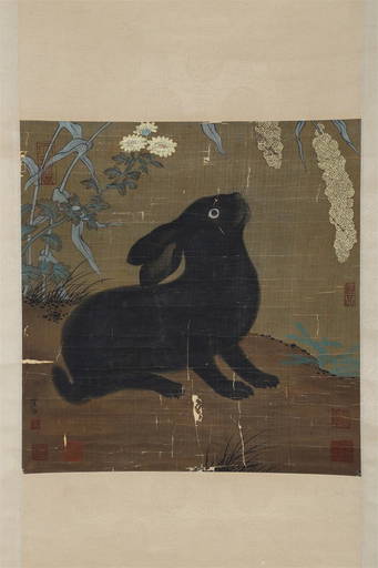 Buy A BLACK RABBIT PAINTING ON SILK BY CUI BAI. | Top Notch Collections ...