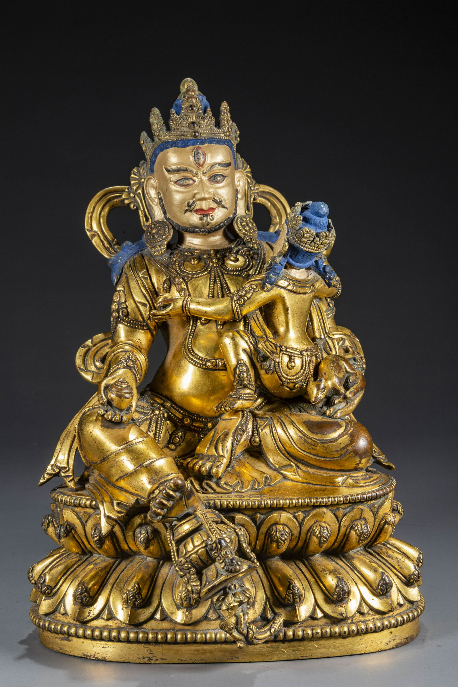 A Gilt Bronze God Of Wealth Buddha Statue. Auction