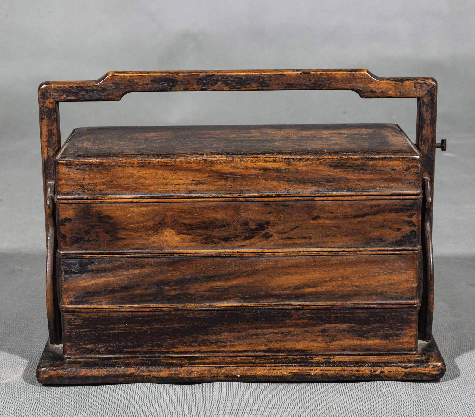 A Huanghuali Wood Multilayer Box With Handle. Auction