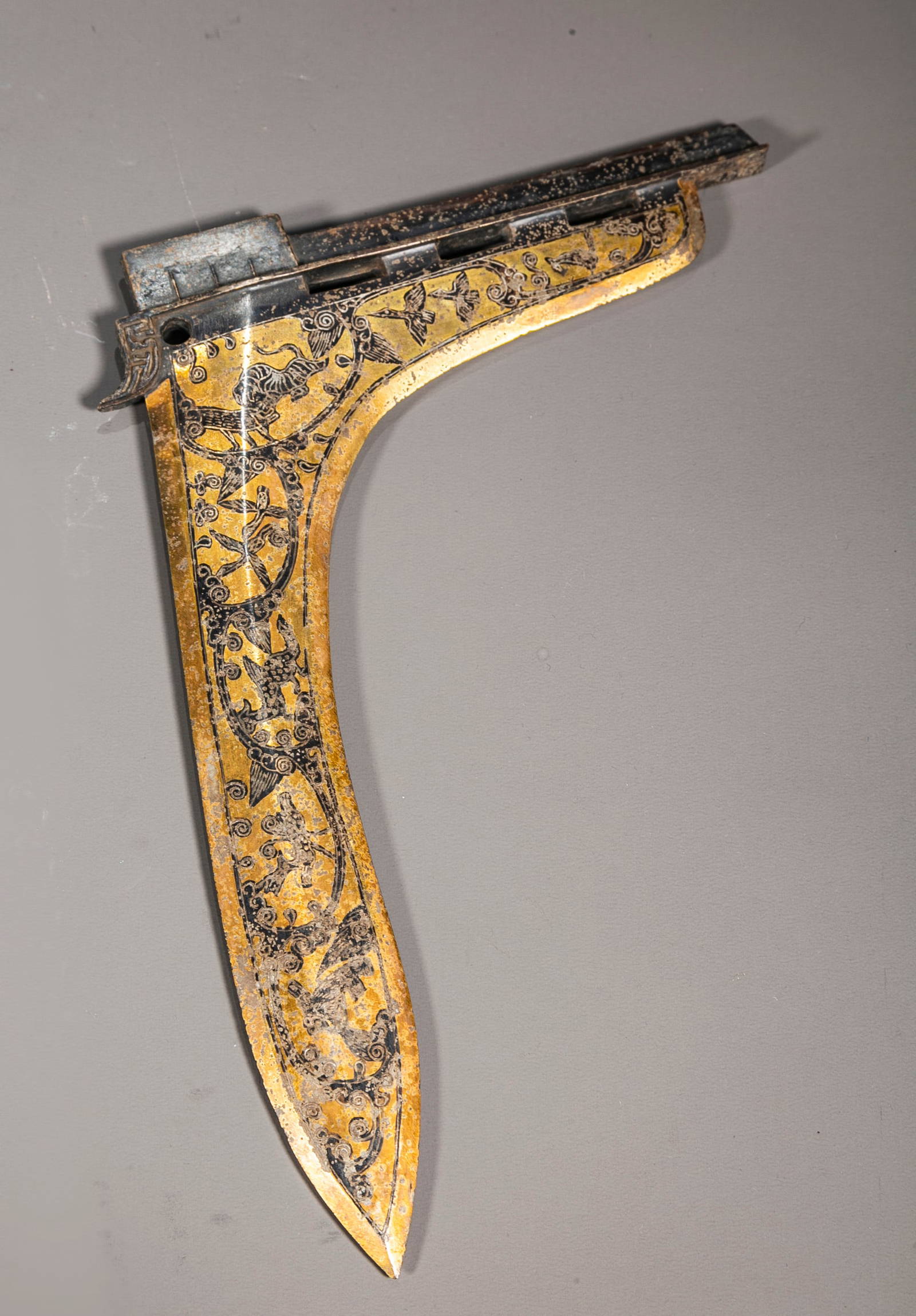 A Bronze Dagger-axe With Gold And Silver Inlay. Auction