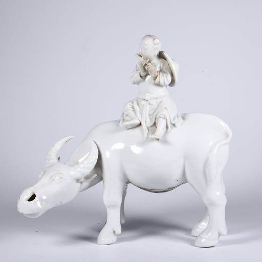 A Porcelain Pasturing Cattle Boy Statue.