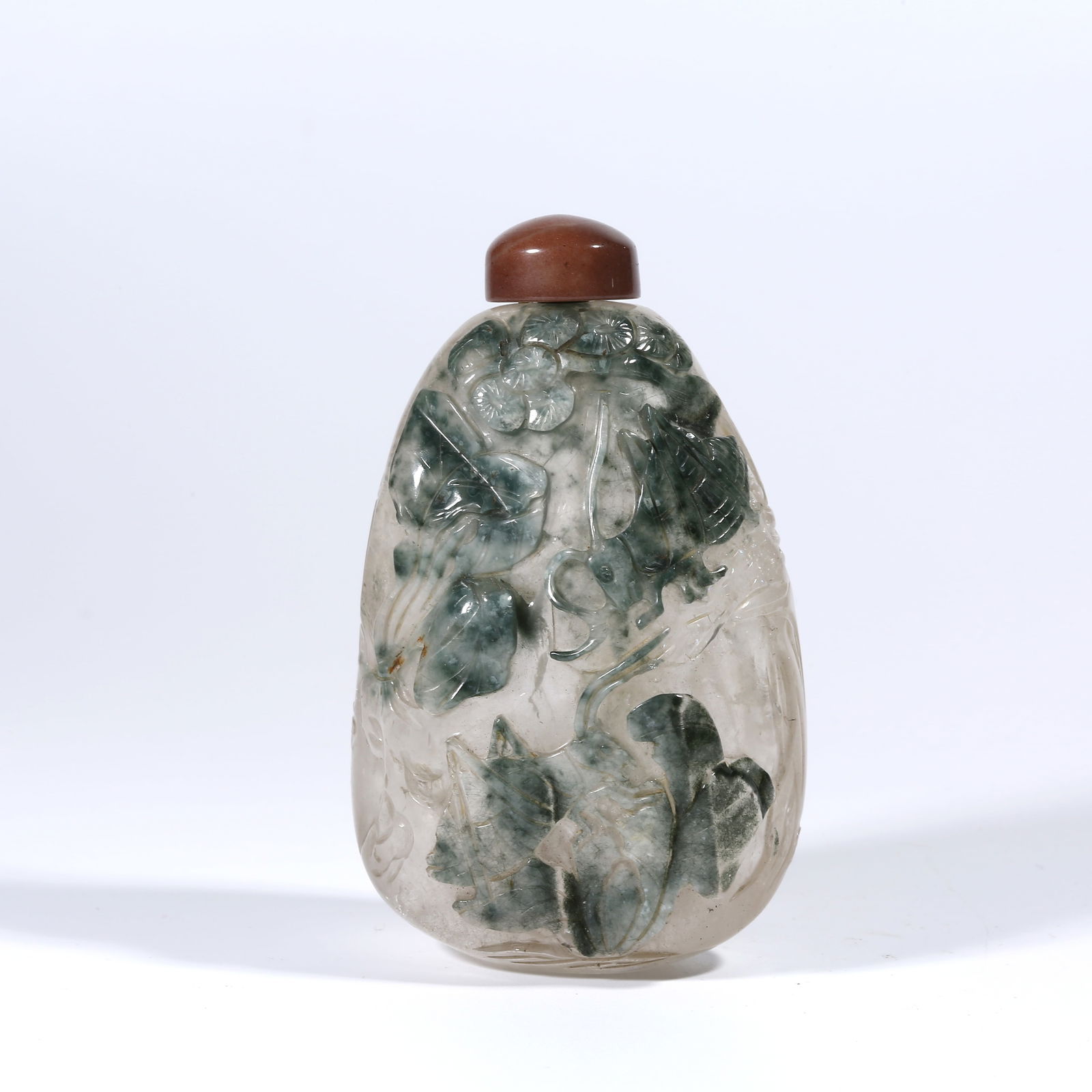 A Crystal Snuff Bottle With Grass And Insects Pattern Auction
