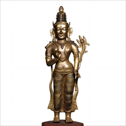 Qing Dynasty Pala Bronze Gilded Guanyin Statue