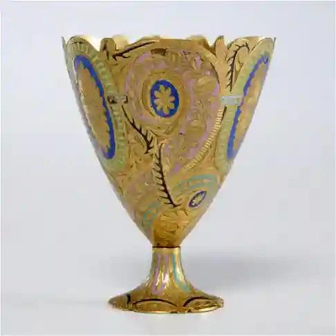 Silver Gilt Enamel Zarf Cups Ottoman Turkish 19h Silver Gilt Enamel ...