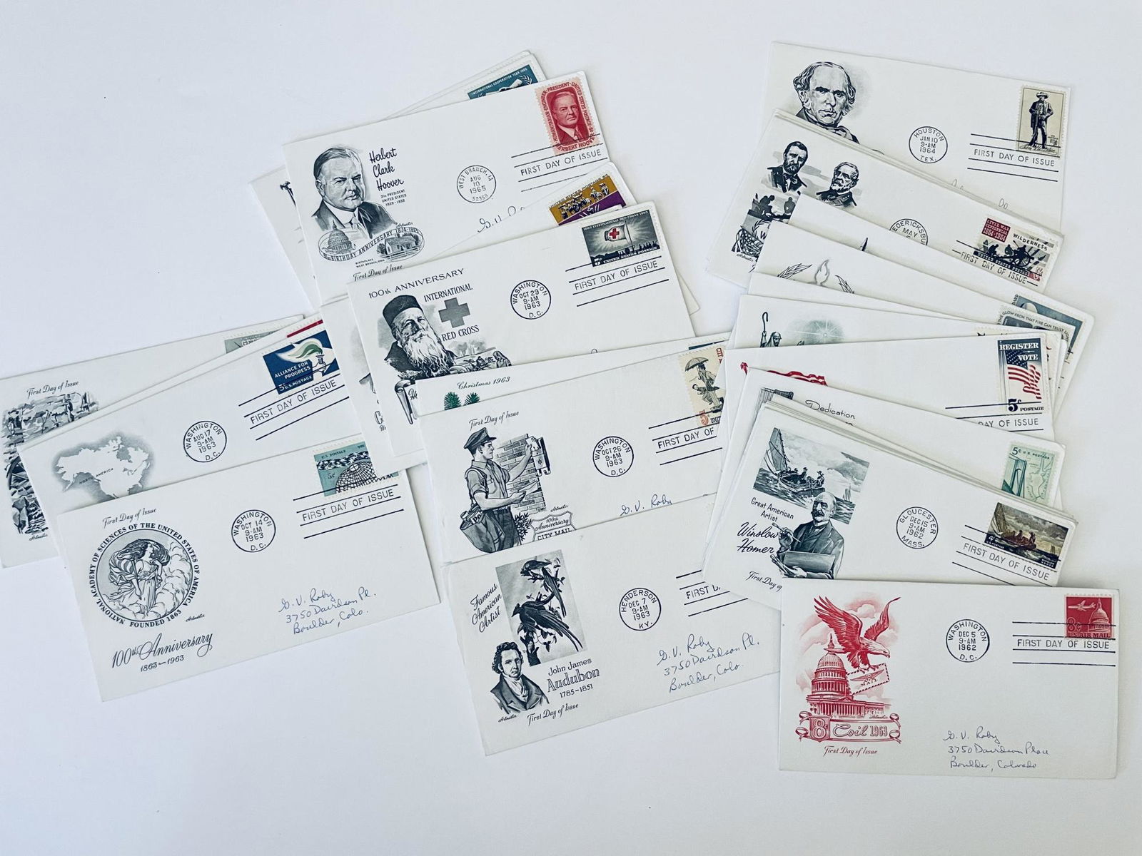 1962 1965 First Day Of Issue Stamps On Envelopes!