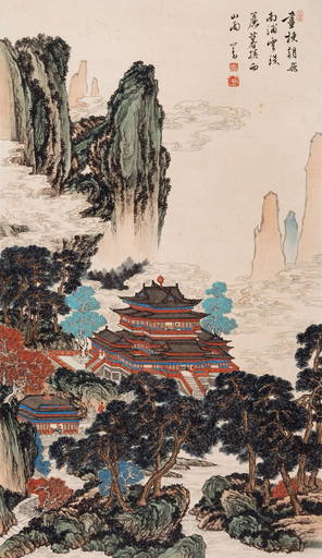 CHINESE SCROLL PAINTING OF PALACE IN MOUNTAIN SIGNED BY PURU - Jul 23 ...