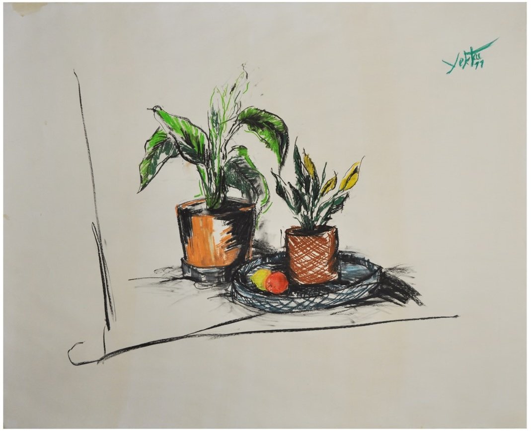 Manoucher Yektai 1921 2019 Iranian American Pastel On Paper Still Life ...