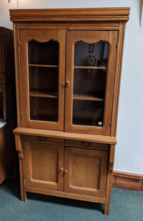 Antique Oak Step Back Kitchen Cupboard