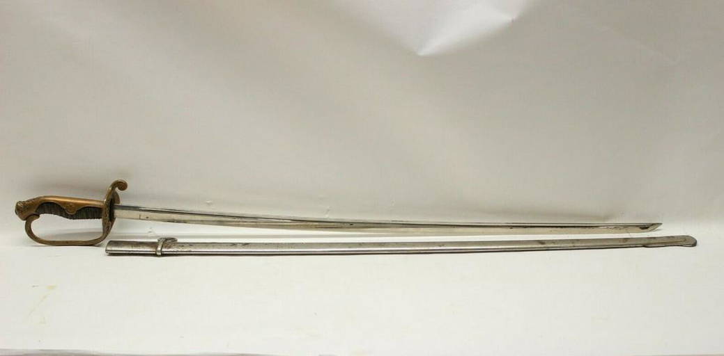 Antique Japanese Old Sword Saber Glaive Steel Wood