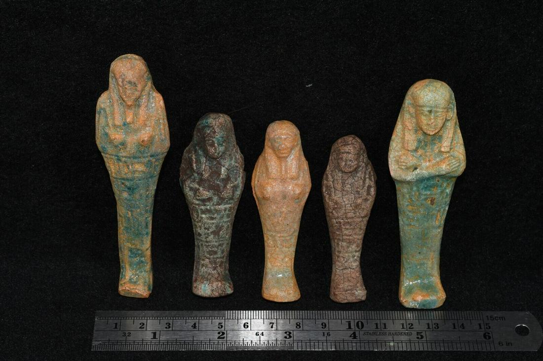 Set 5 Ancient Egyptian Shabti Statuette Figure Rare