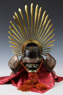 Japanese Vintage Samurai Helmet Hideyoshi Kabuto With A Mask