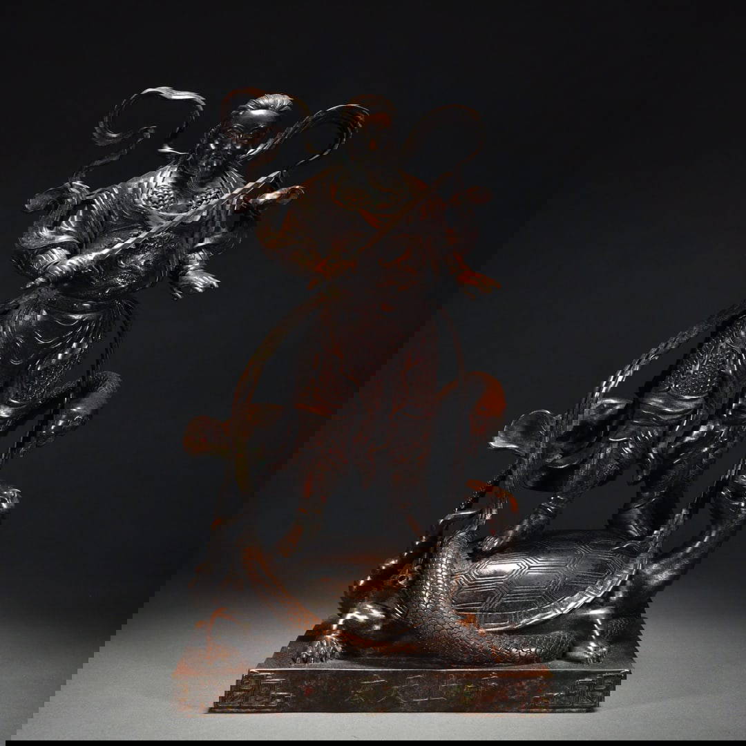 A Rare The Old Bronze Fetus Xuantian God Statue Auction