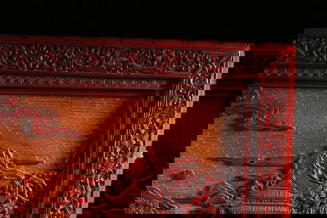 Five Panel Asian Lacquer Screen Auction