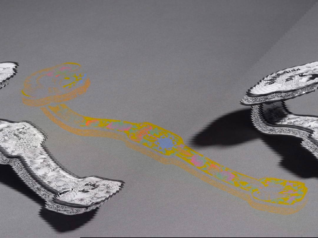 An Exquisite Copper Painted Enamel Ruyi Scepter Auction