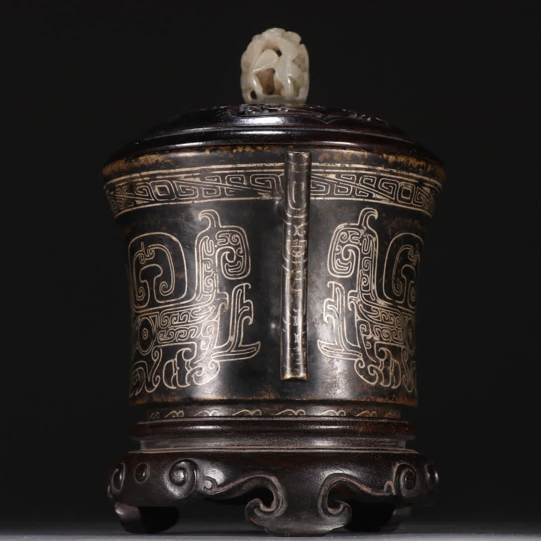 A Ming Dynasty Xuande Style Bronze-inlaid Silver Dragon-patterned ...