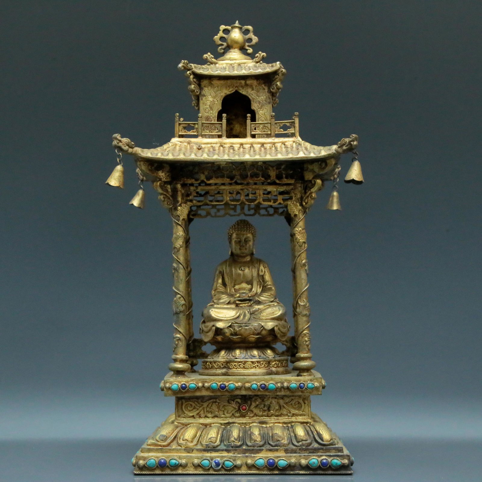 A Magnificent Gilt-Bronze Gem-Inlaid 'Buddha Shakyamuni' Buddhist ...