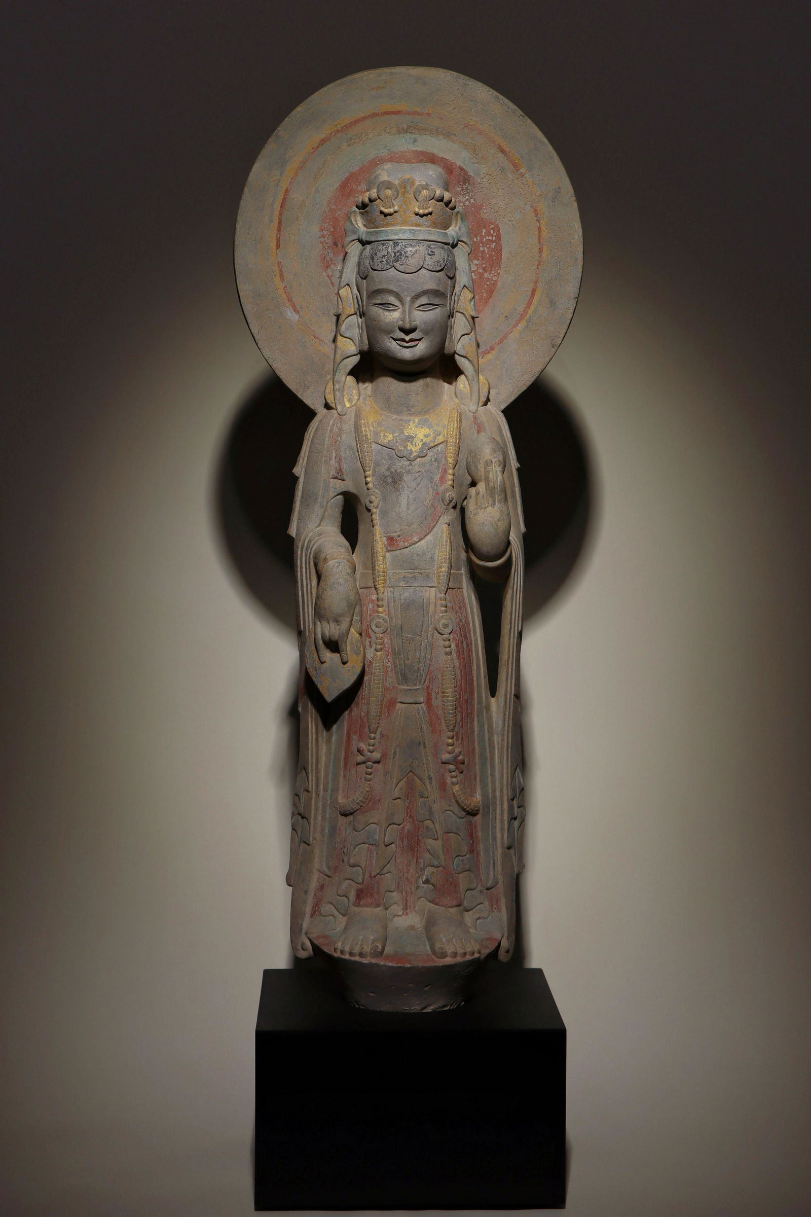 Backlit Bodhisattva Statue In Qingzhou, Great Wei Dynasty, China