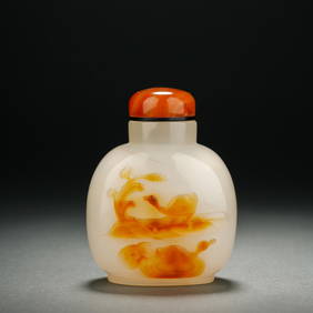 A Chinese Agate Snuff Bottle - Feb 09, 2014 | Neal Auction Company in LA
