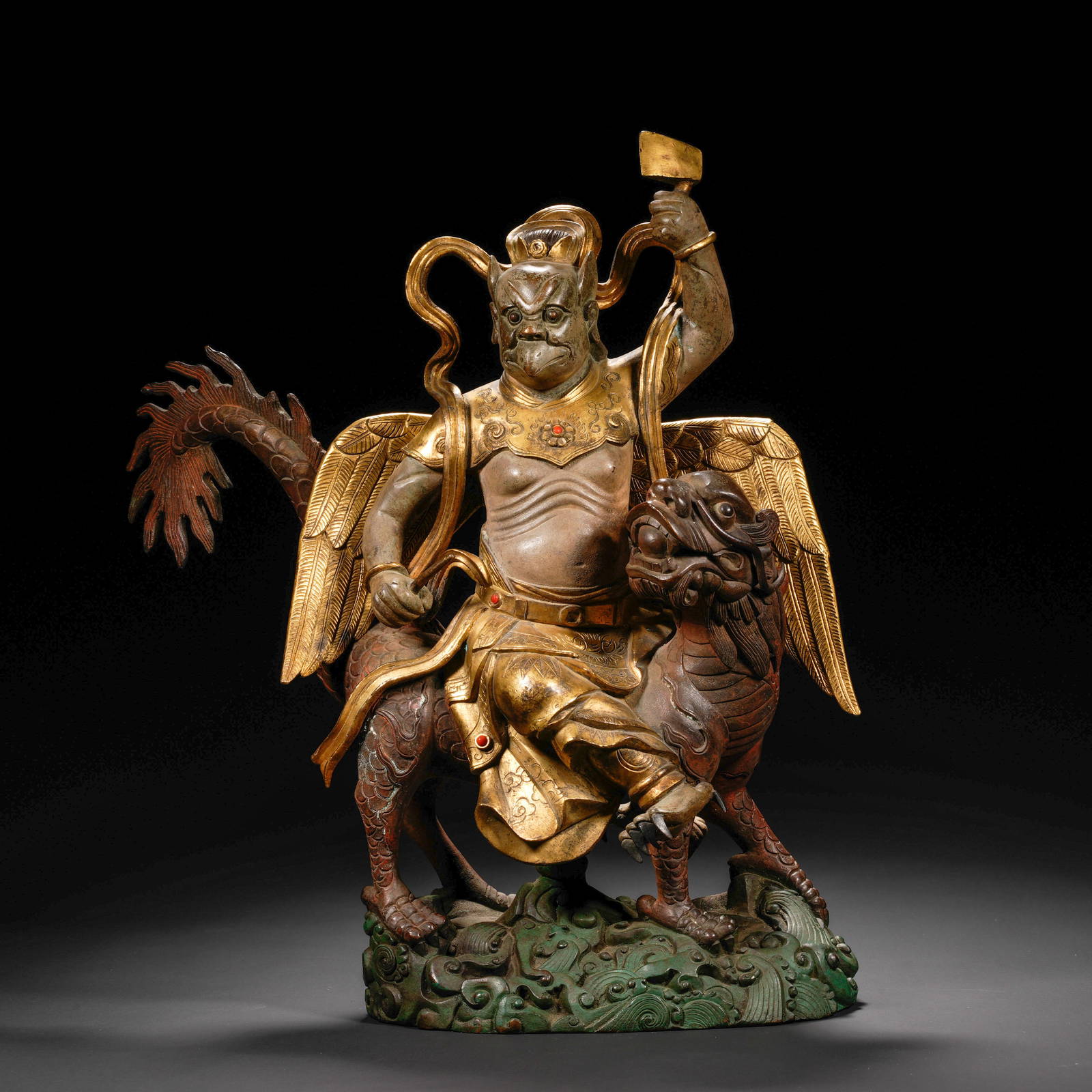 Qing Dynasty Gilt Bronze Statue Of Lei Gong Auction