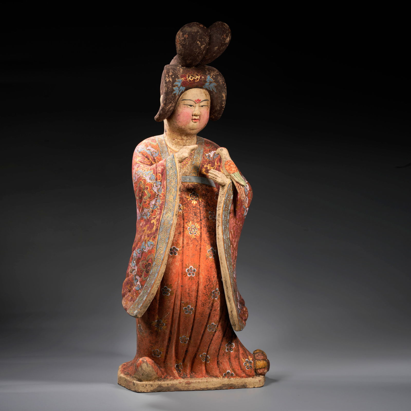 Pre-ming Dynasty Pottery Painted And Gold Figures Of Imperial ...