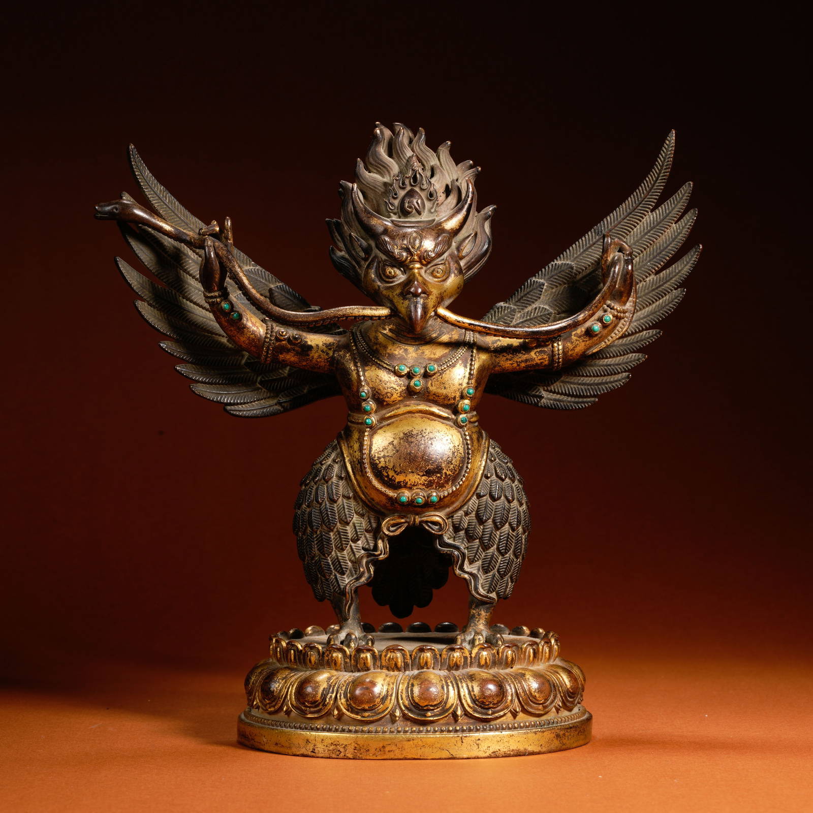 Qing Dynasty Gilt Bronze Dapeng Bird Auction