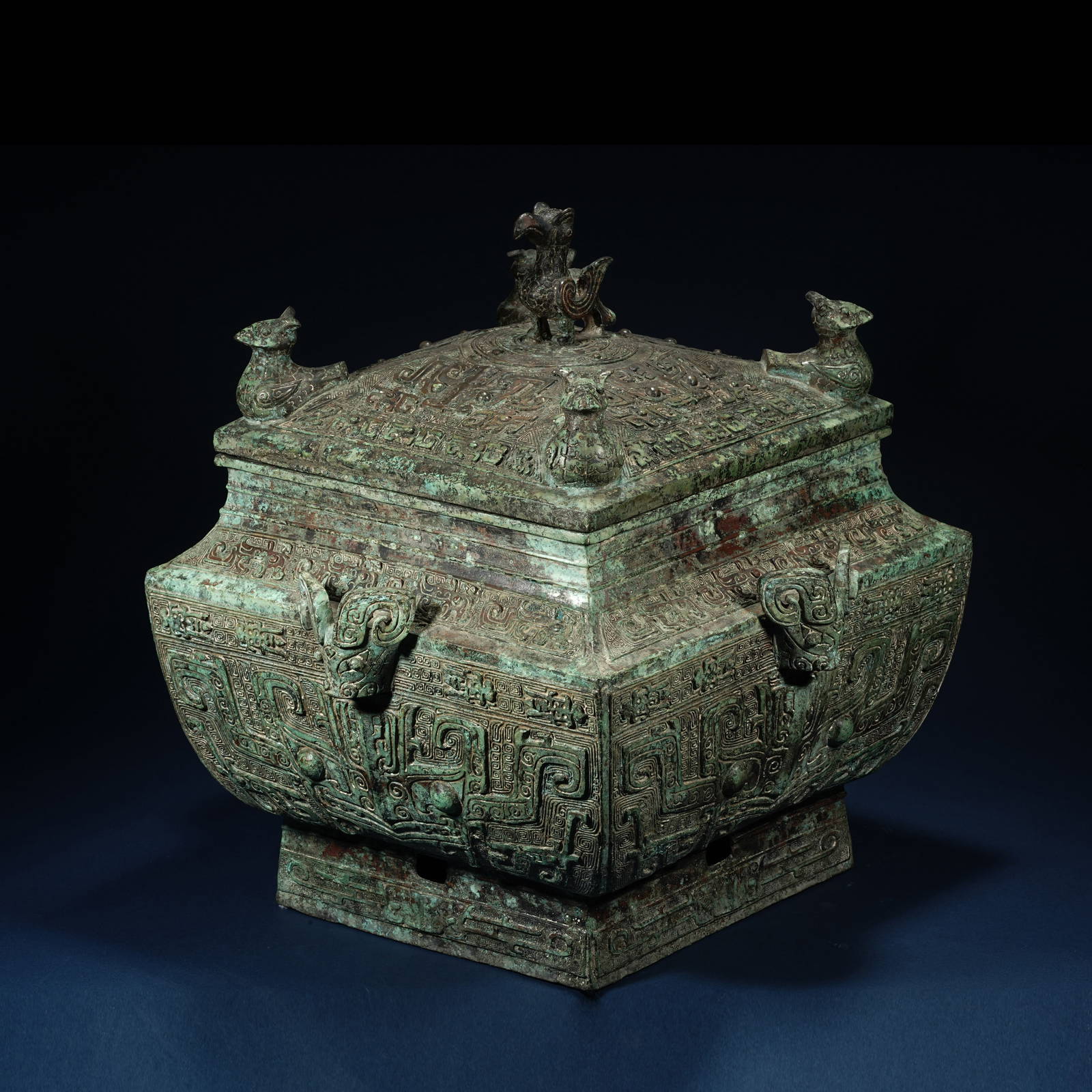 Pre-ming Dynasty Copper Square Statue With Taotie Pattern Auction