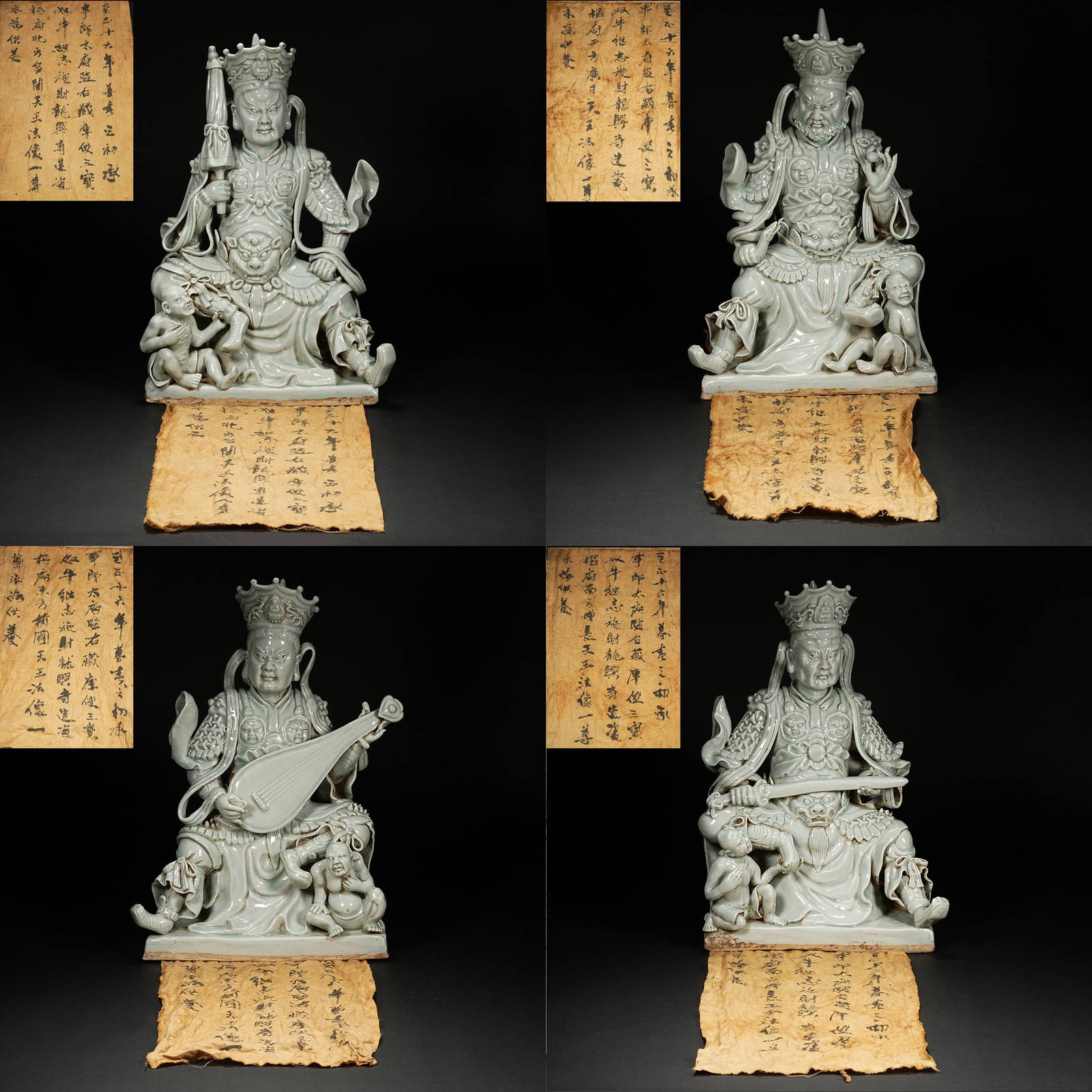 Pre-ming Dynasty Porcelain Statues Of The Four Heavenly Kings Auction