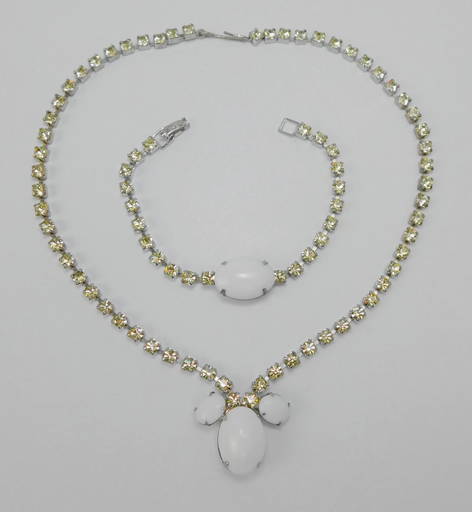 Vintage Jonquil Rhinestone Necklace & Bracelet Set