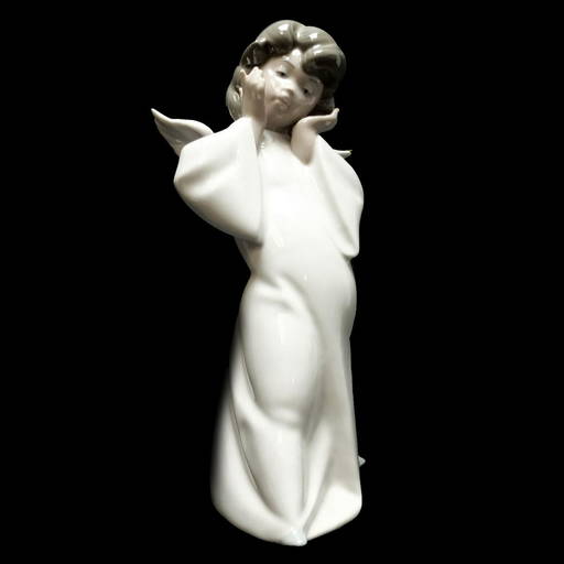 Vintage Lladro Mime Angel Porcelain Figurine. Signed. Measures 8 3/4" X ...