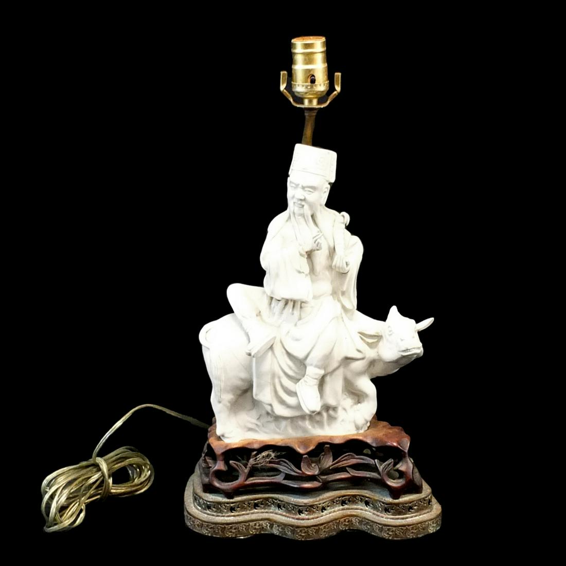 Antique Chinese Figurine Presented As A Lamp