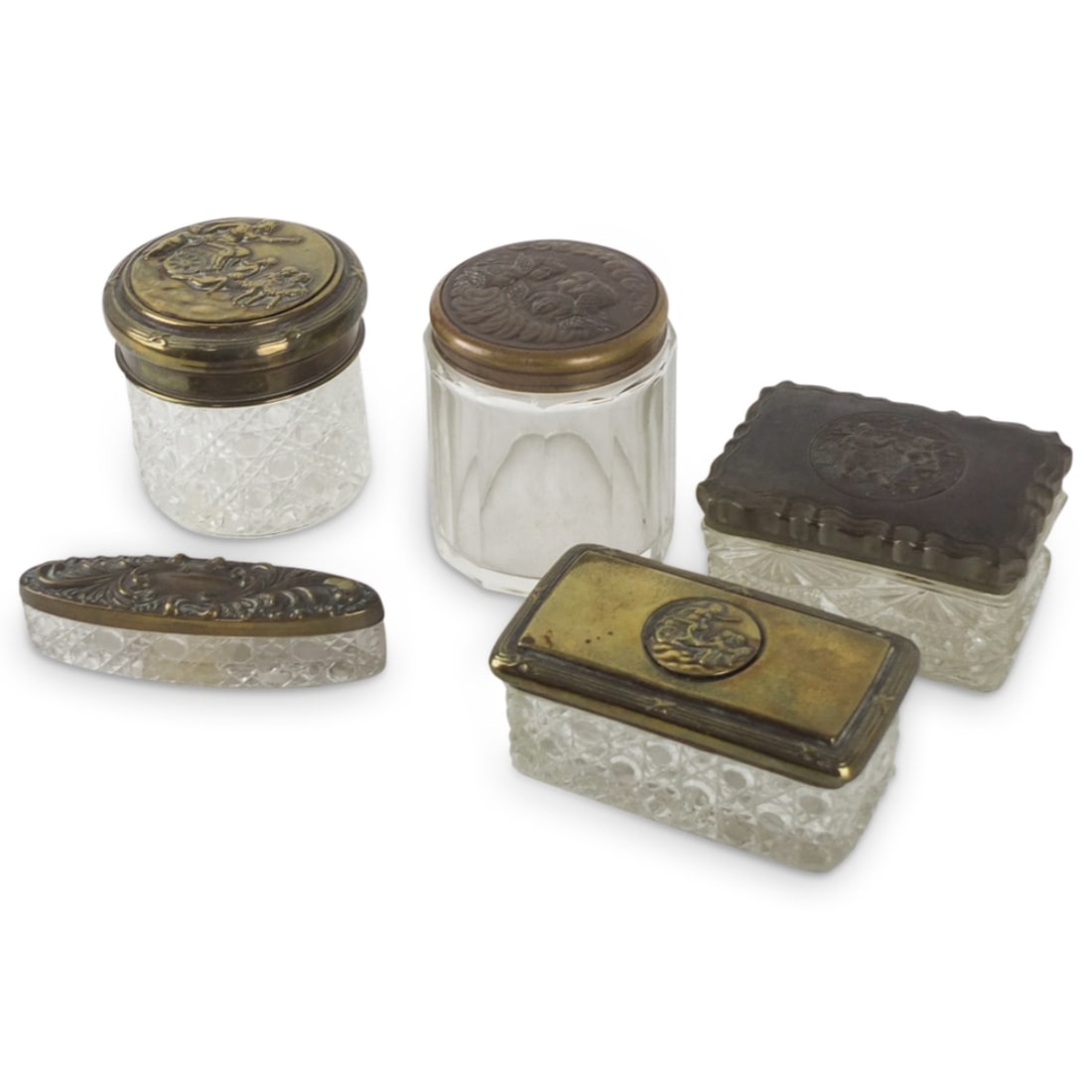 Grouping Of Vintage Powder Jars Auction