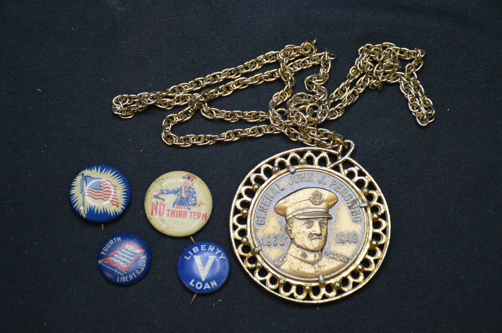 4 Ww2 Pins And A General Pershing Memorial Souvenir