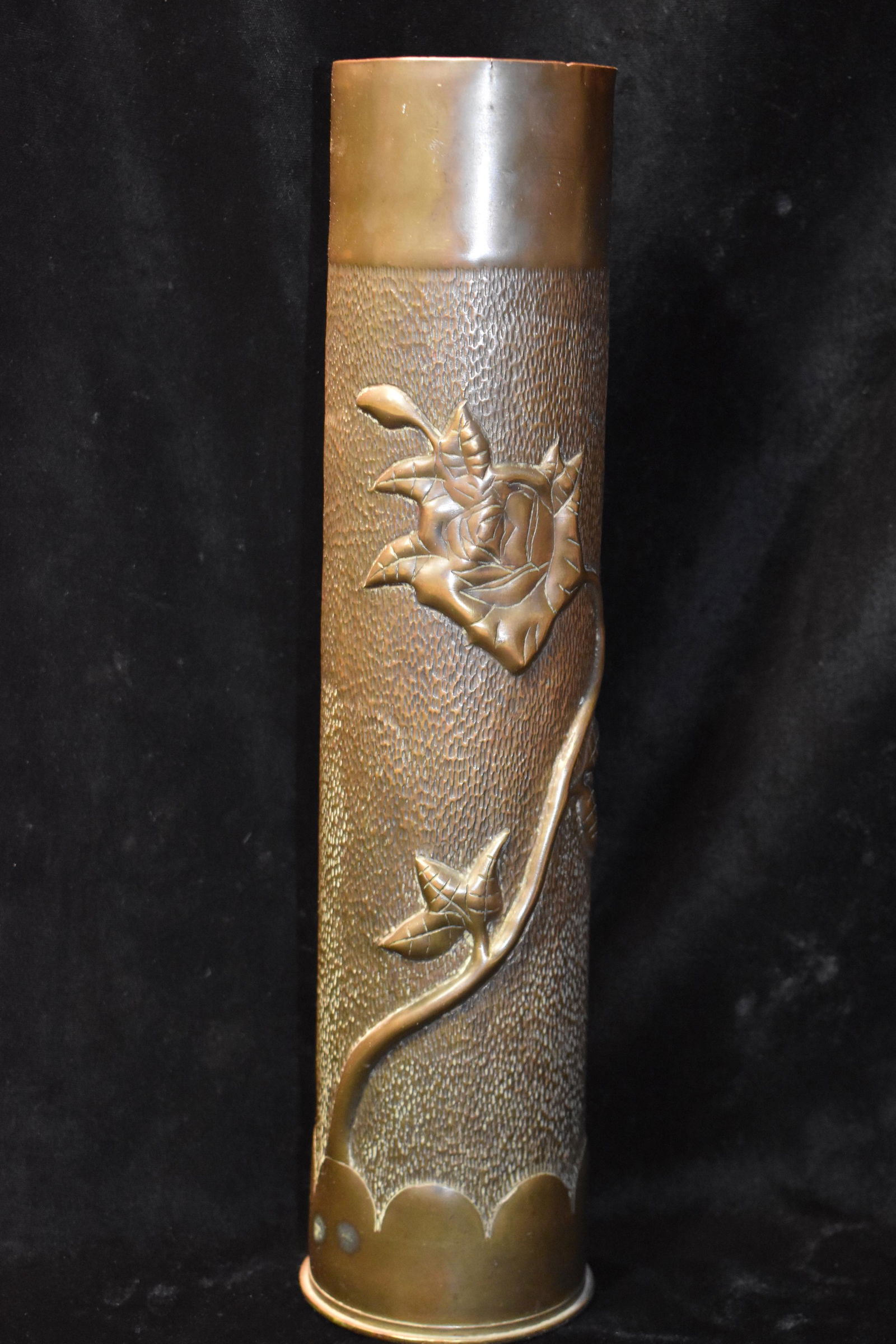 1917 Ww1 Trench Art Rose 75mm Artillery Shell Casing