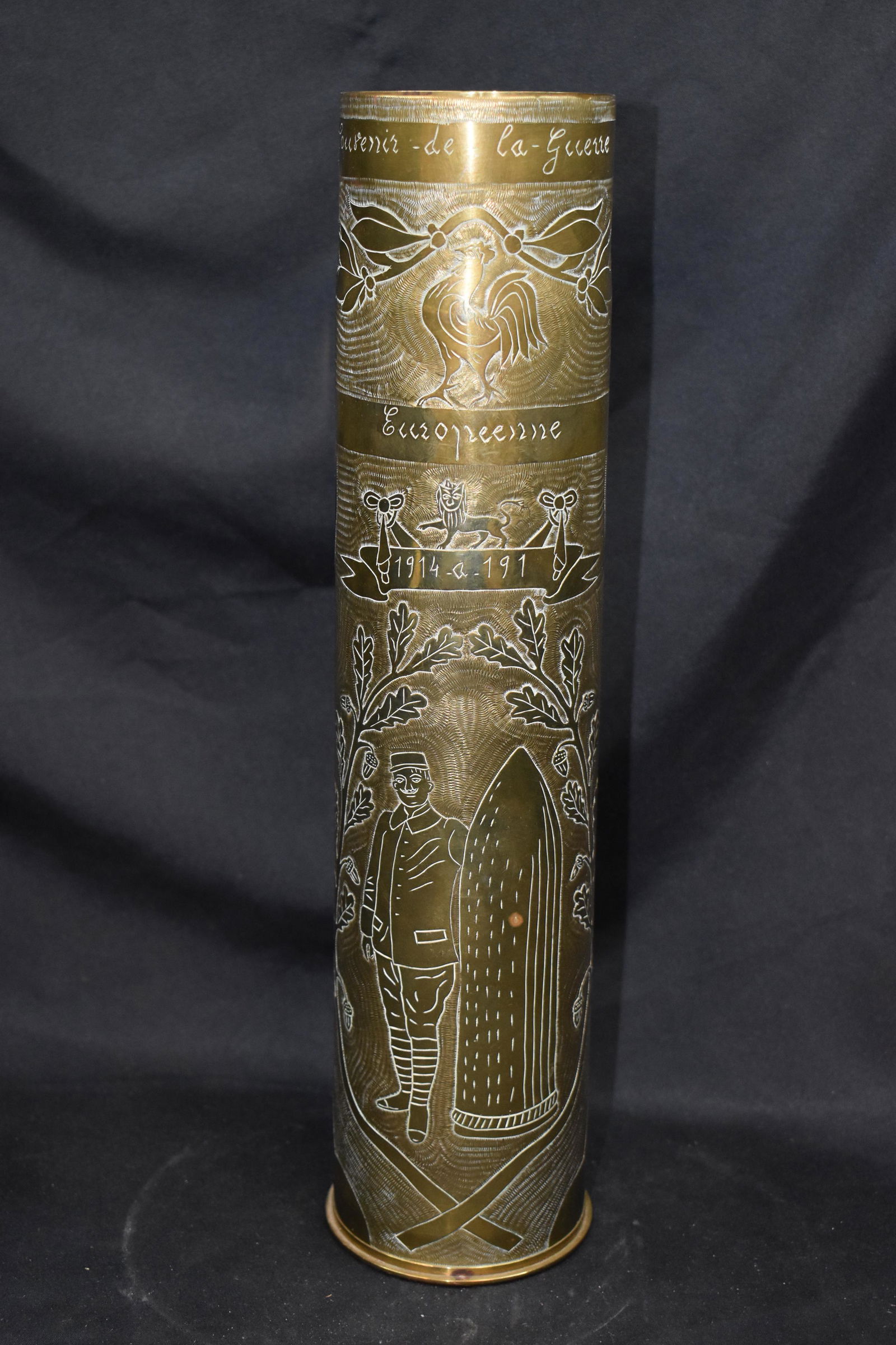 1916 75MM WW1 Trench Art Mortar Shell Casing (#0330) on Mar 05, 2022 ...