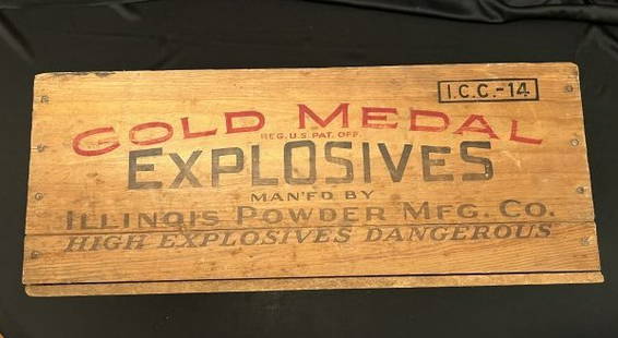 Gold Medal Explosives Dynamite Wood Crate Illinois Powder Manufacturing Co.