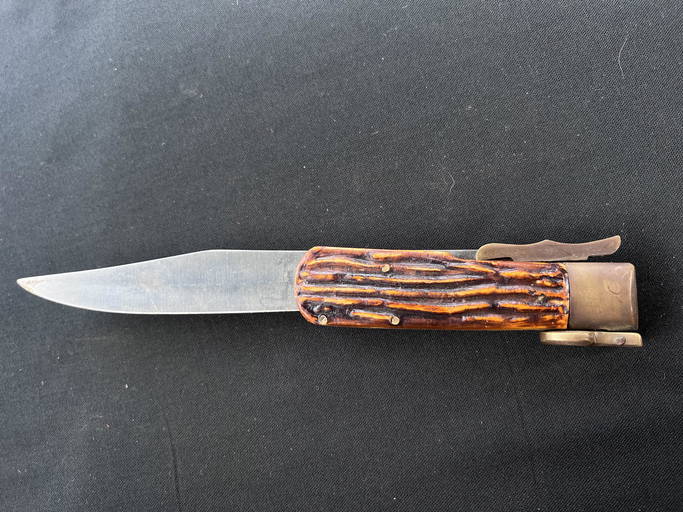 Stainless Pakistan Antler Handle Knife or Bayonet. Measures 8 1/2 ...