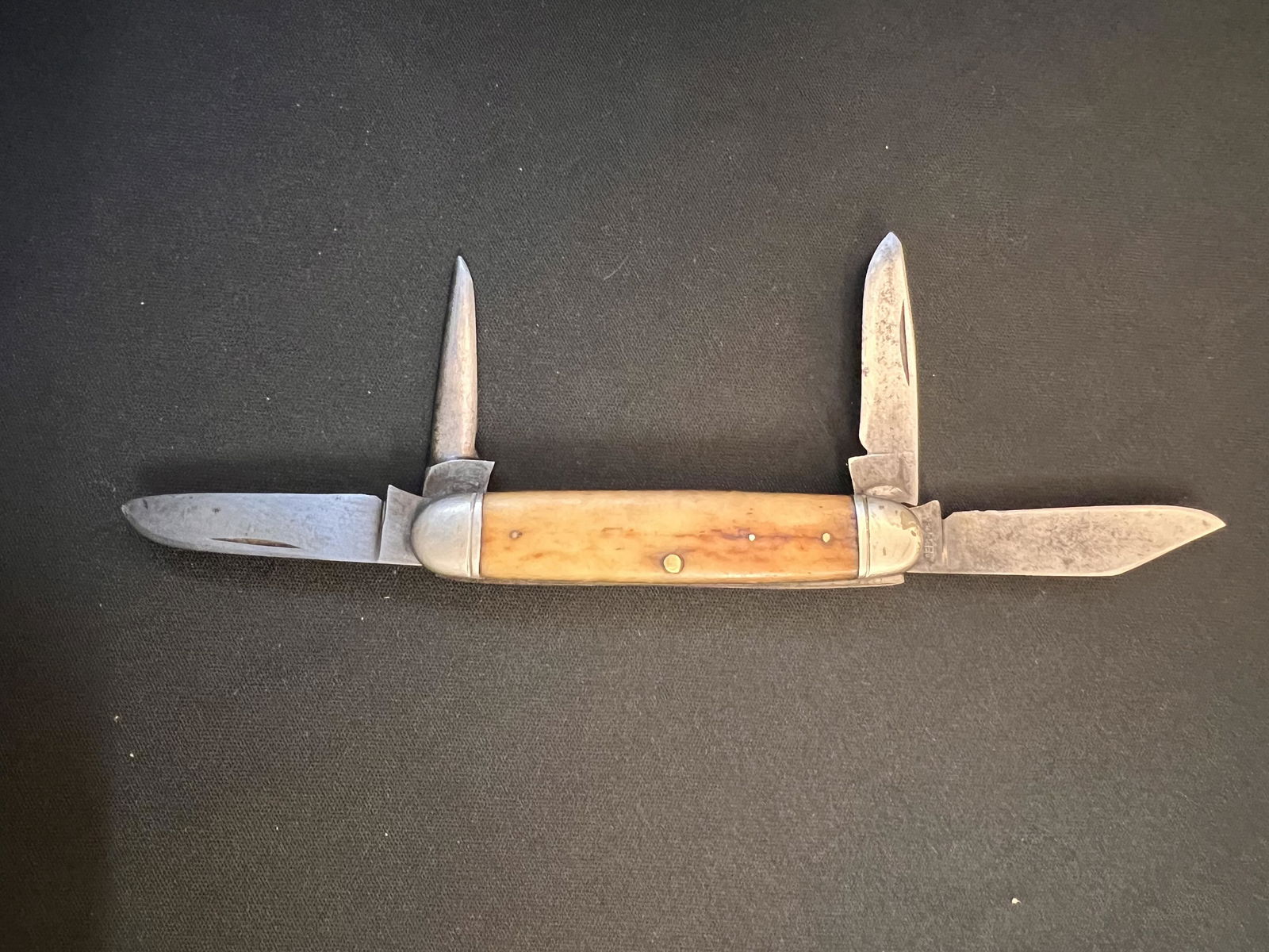 Bone Handle Forged U.s.a. 4 Blade Pocket Knife.