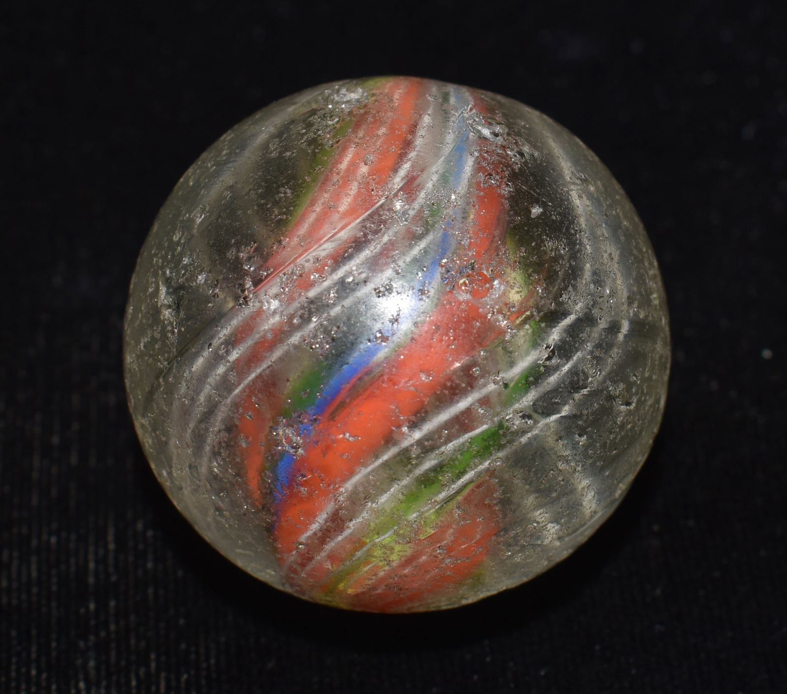 1 1/2" Antique German Ribbon Core Marble. Has Some Hit Marks From Game ...