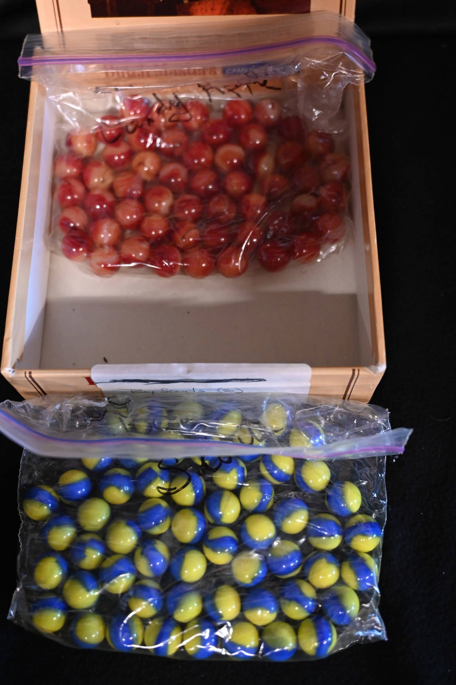 50 Boy Scouts Marbles And 50 Candy Apples Marbles In A Dutch Masters ...