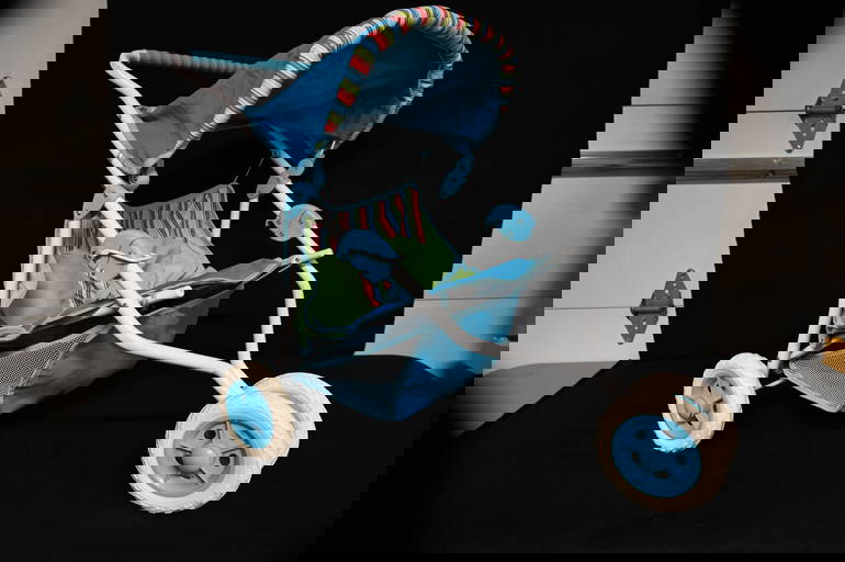 American Girl Doll Bitty Twins Double Stroller Side By Side Stripes.