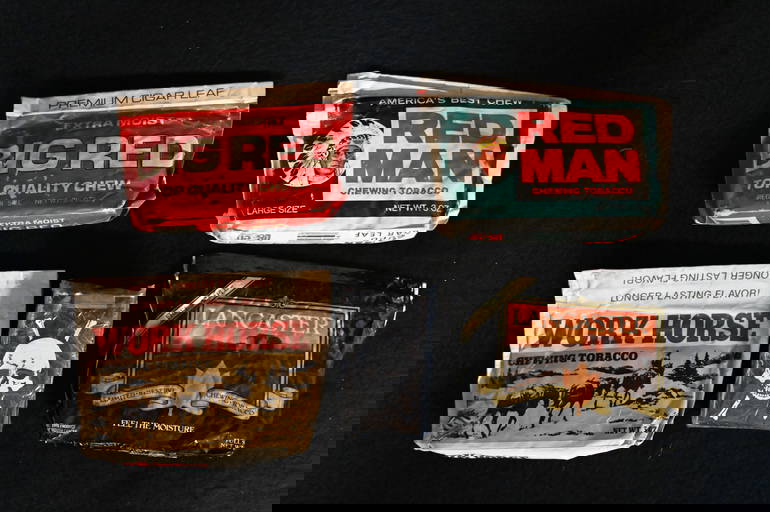 Group Of Vintage Chewing Tobacco Packages. Includes Red Man, Work Horse ...