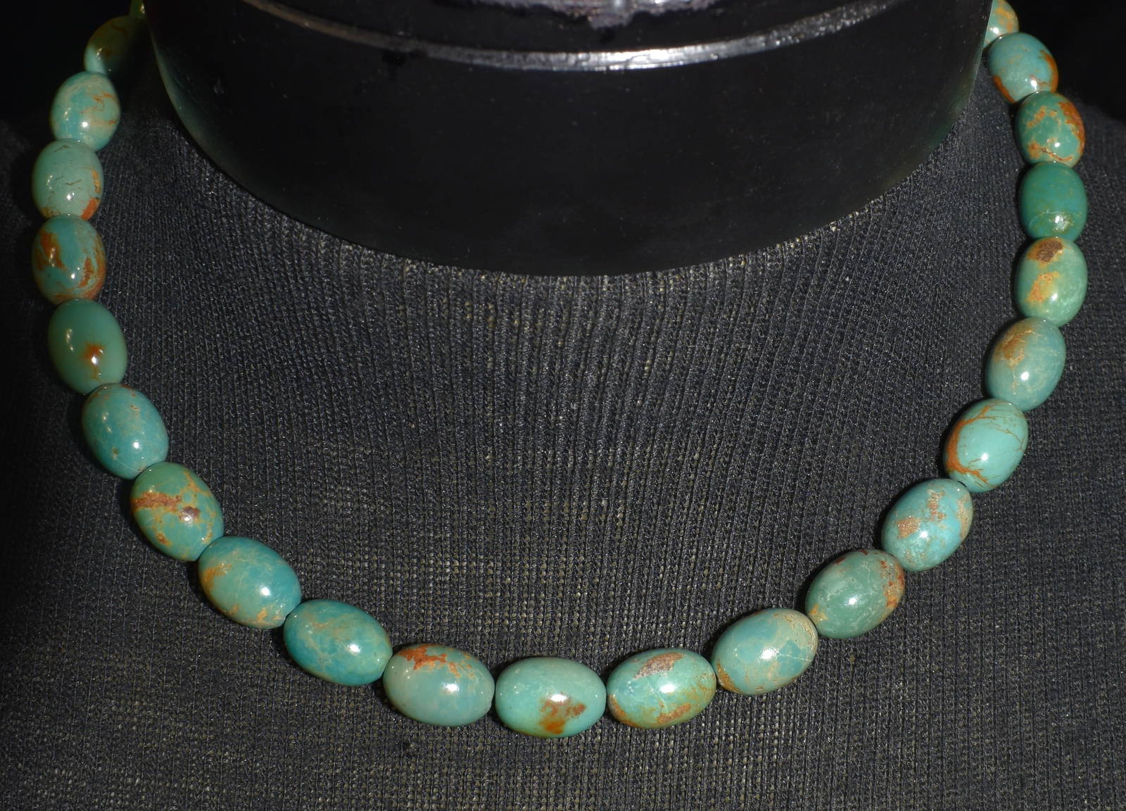 19" Navajo Oval Turquoise Choker - 64 Grams Higher Quality Turquoise ...